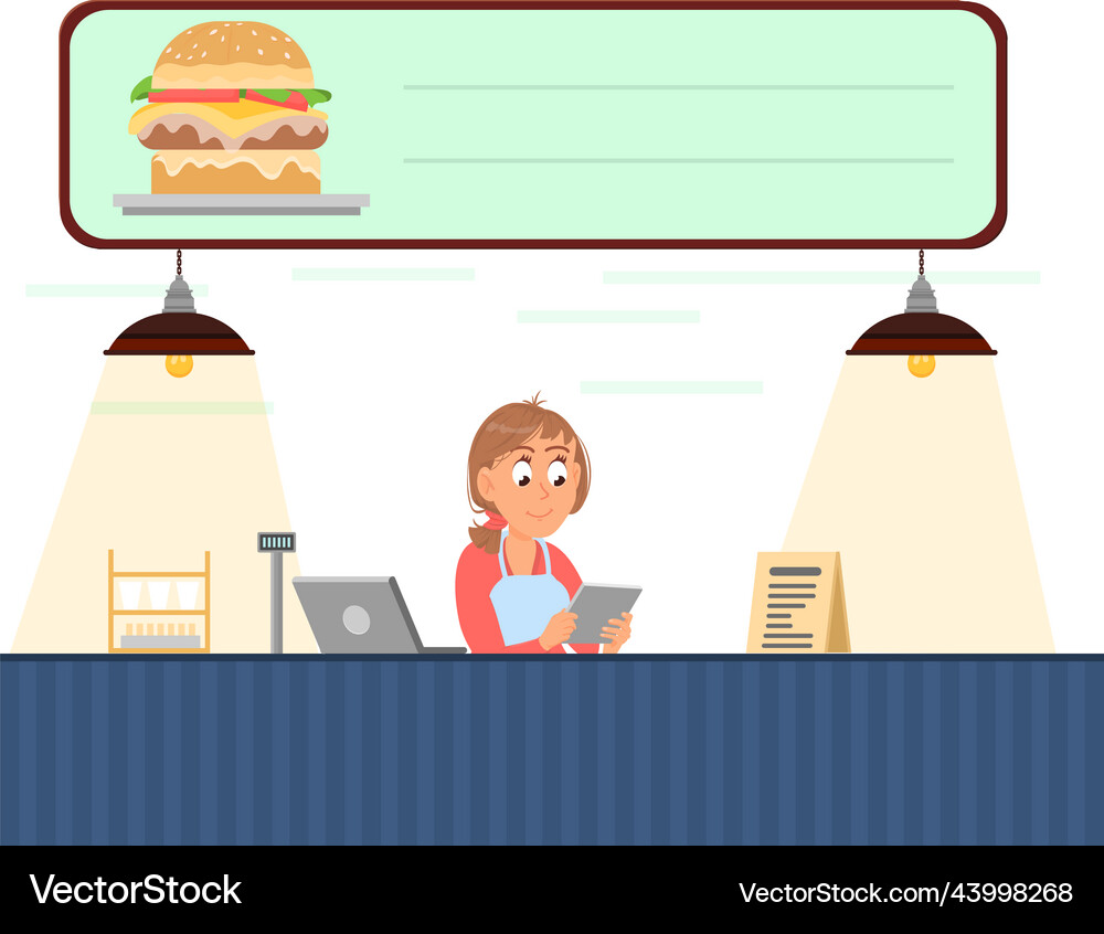 Fast food cafe interior takeaway restaurant Vector Image