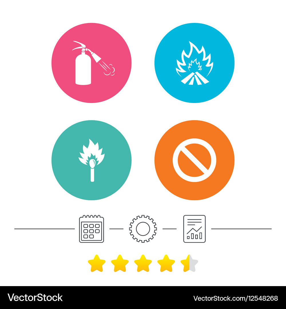 Fire flame icons prohibition stop symbol Vector Image