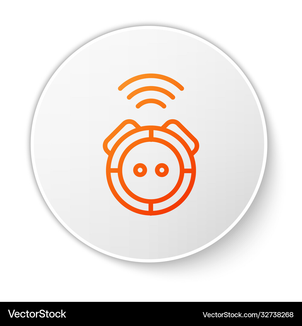 Orange line robot vacuum cleaner icon isolated Vector Image