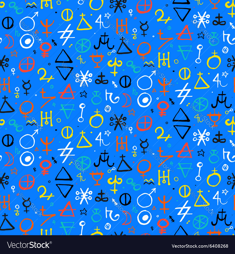 Pattern with alchemy symbols Royalty Free Vector Image