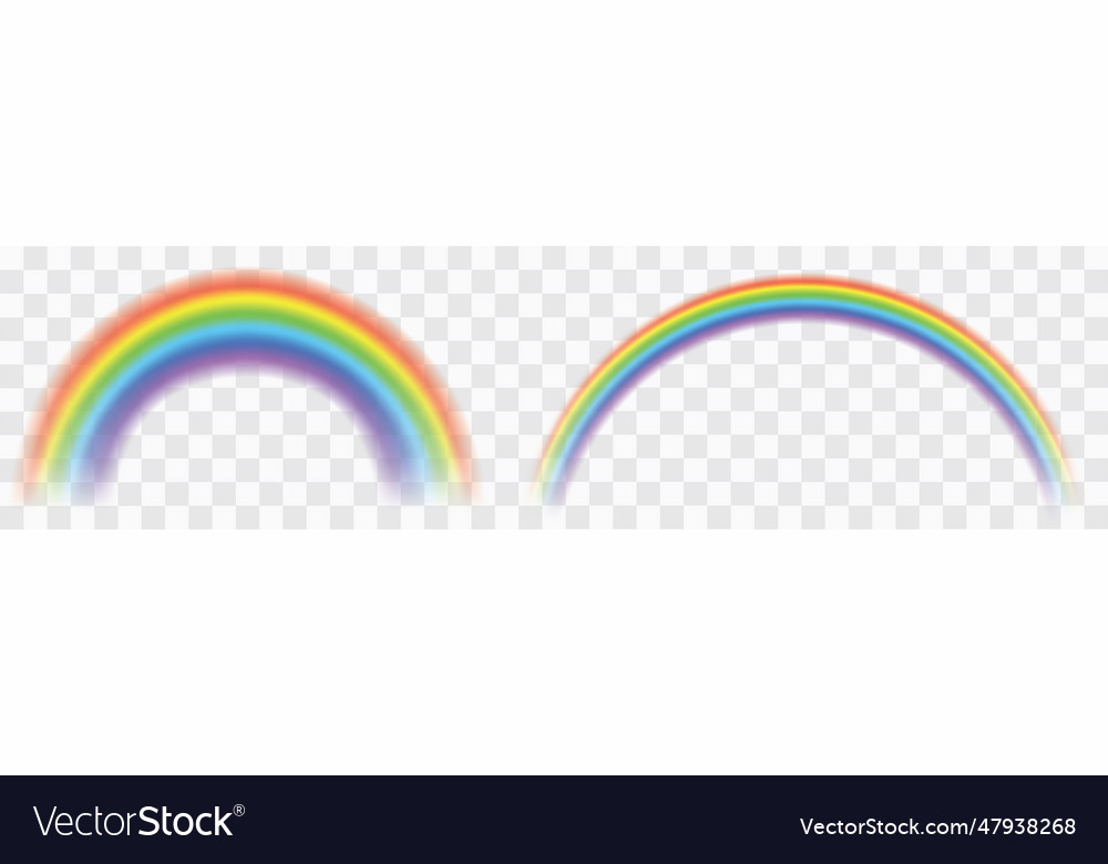 Realistic colorful rainbow transparent rainbows Vector Image
