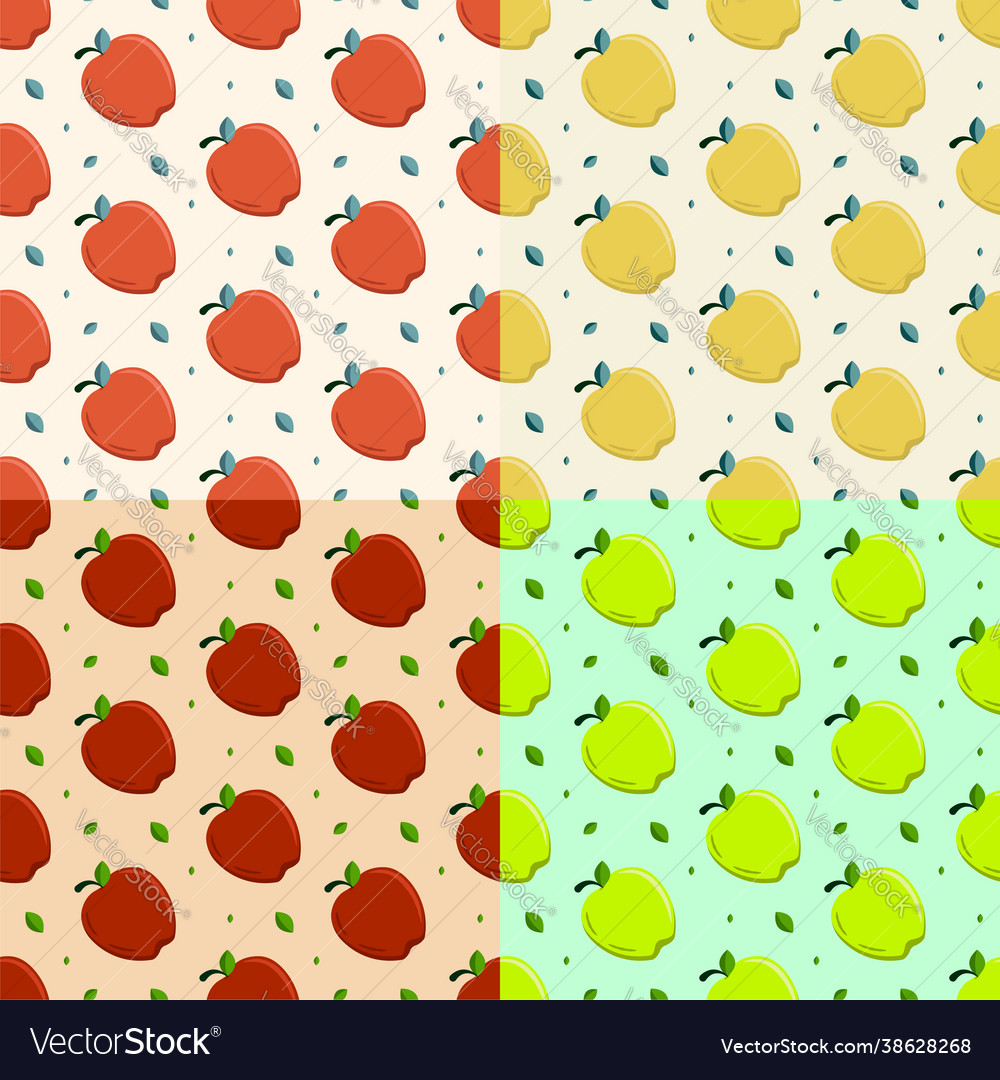 Set seamless patterns with sweet apple Royalty Free Vector