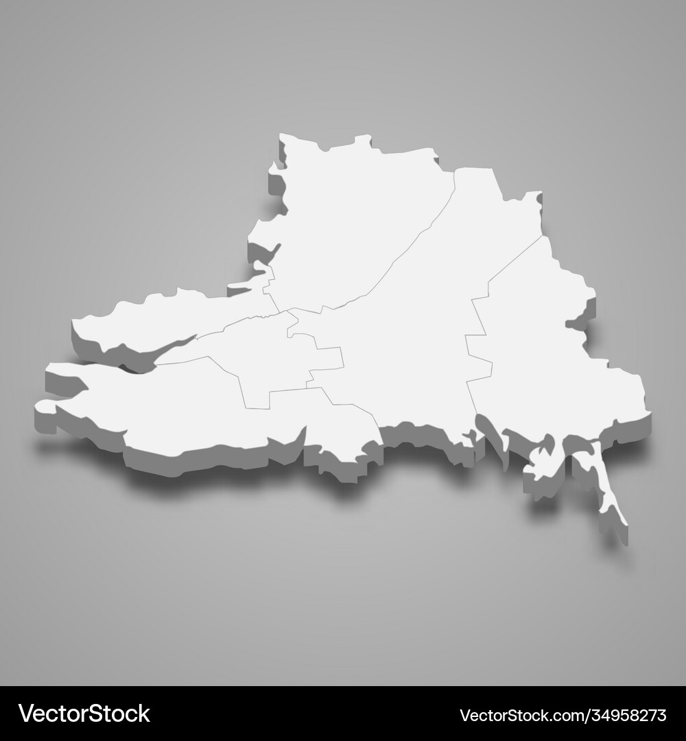 3d isometric map kherson oblast is a region Vector Image