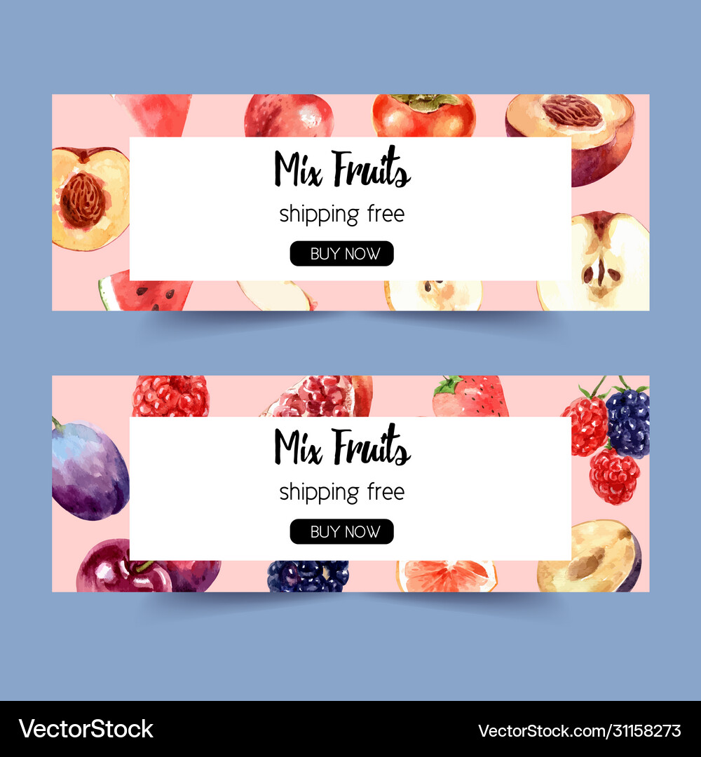 Banner design with various fruits concept Vector Image