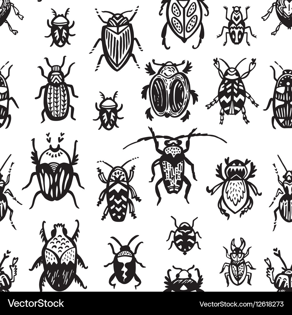 Beeetles and bugs design for paper or textile ink Vector Image