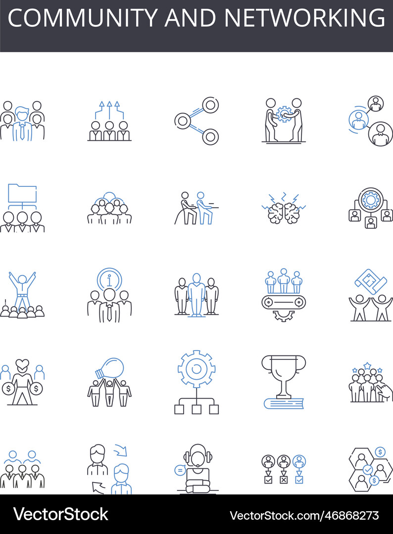 Community and networking line icons collection Vector Image
