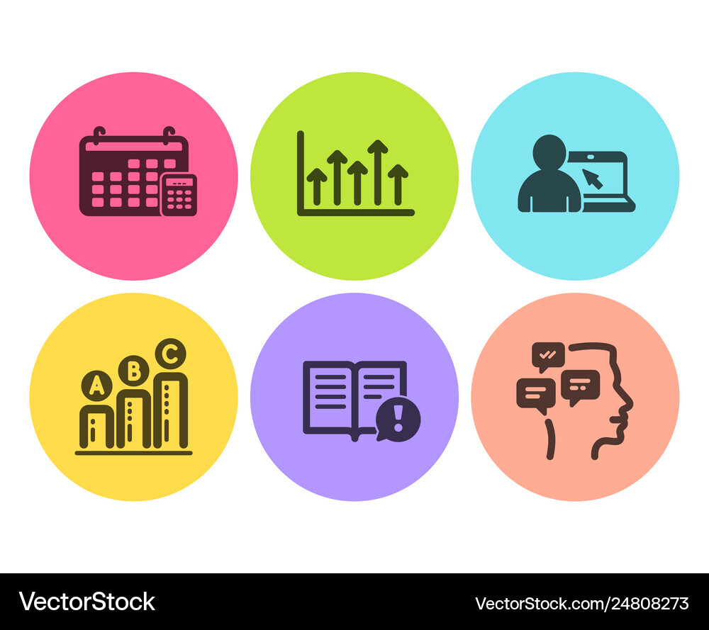Facts graph chart and online education icons set Vector Image