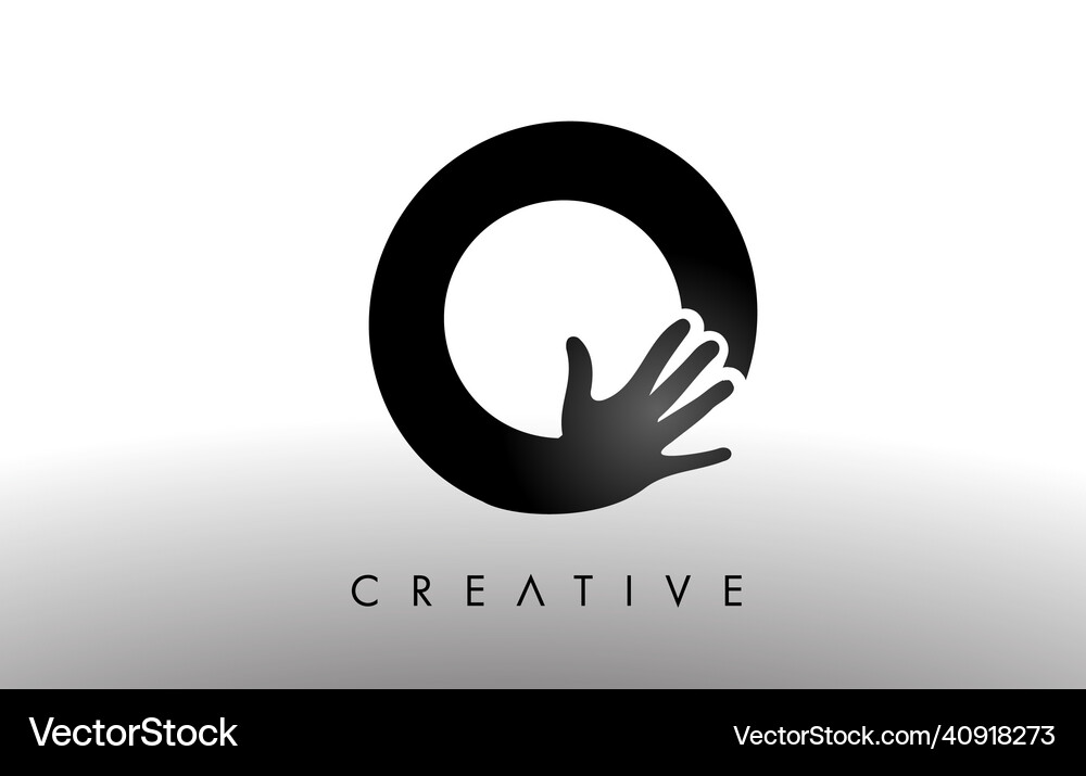 Letter o logo with hand silhouette icon creative Vector Image