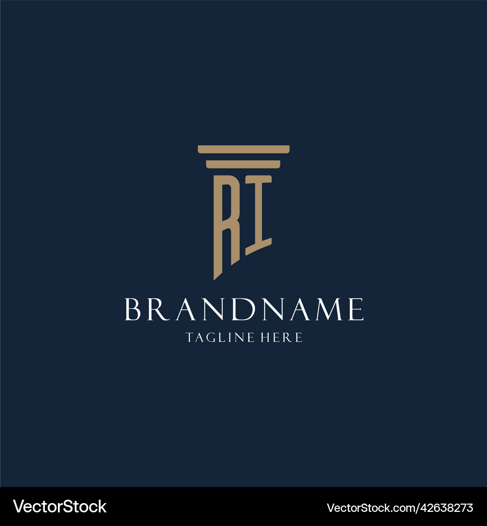 Ri initial monogram logo for law office lawyer Vector Image