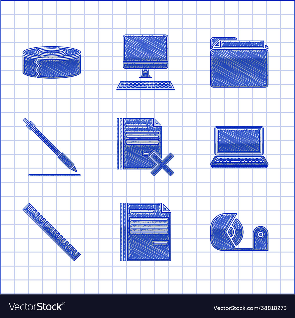 Set delete file document file scotch laptop Vector Image Set delete file document file scotch laptop Vector Image