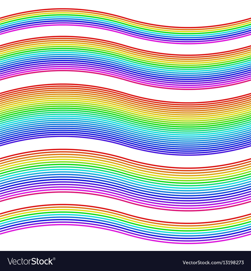 Striped rainbow waves - design element set Vector Image