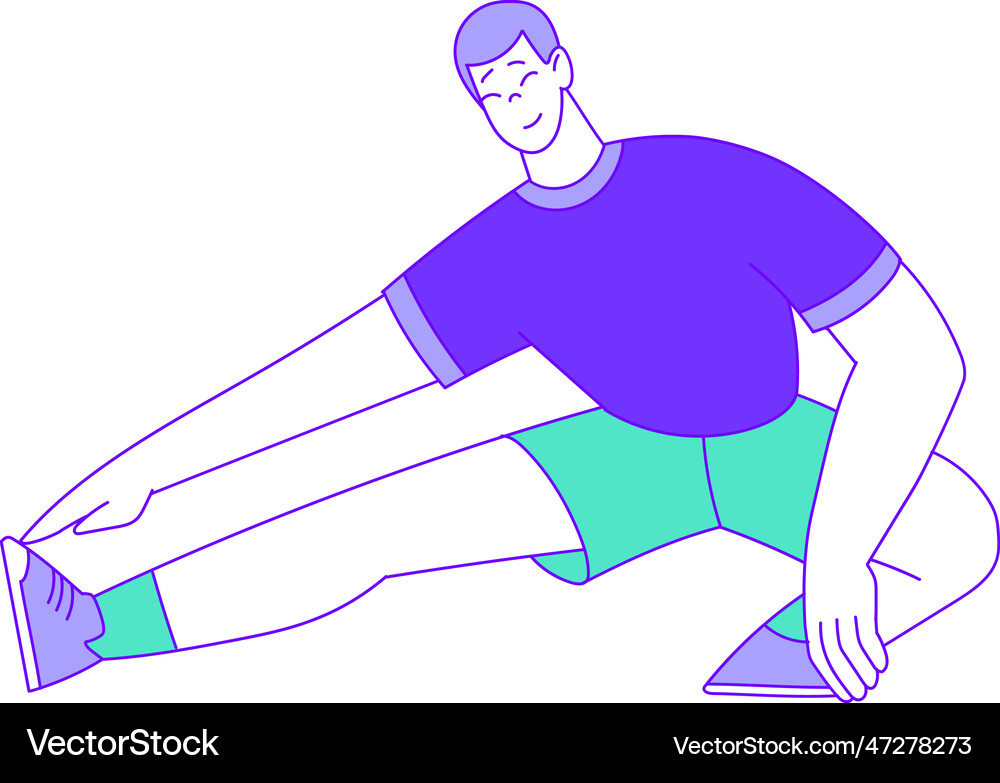 Young male stretching doing intensive body Vector Image