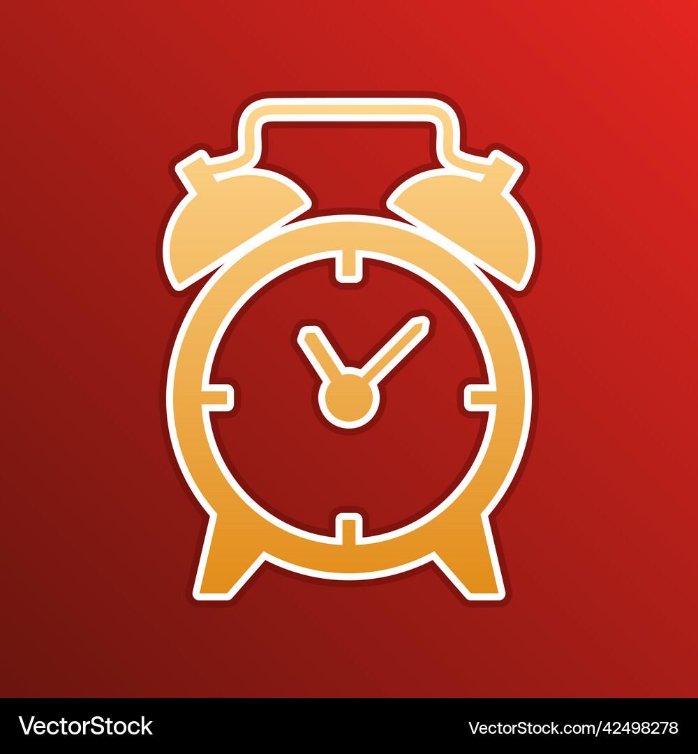 Alarm clock sign golden gradient icon Royalty Free Vector