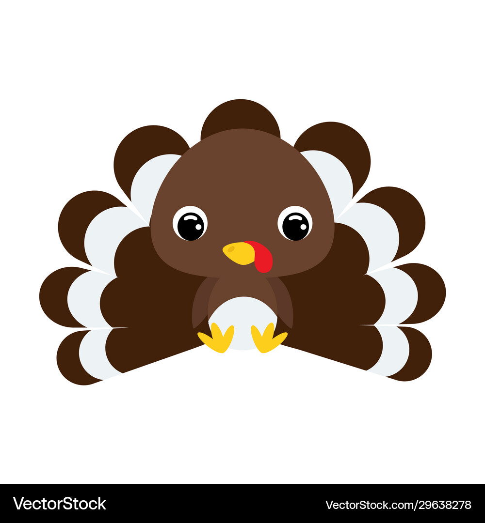Cute little sitting turkey Royalty Free Vector Image
