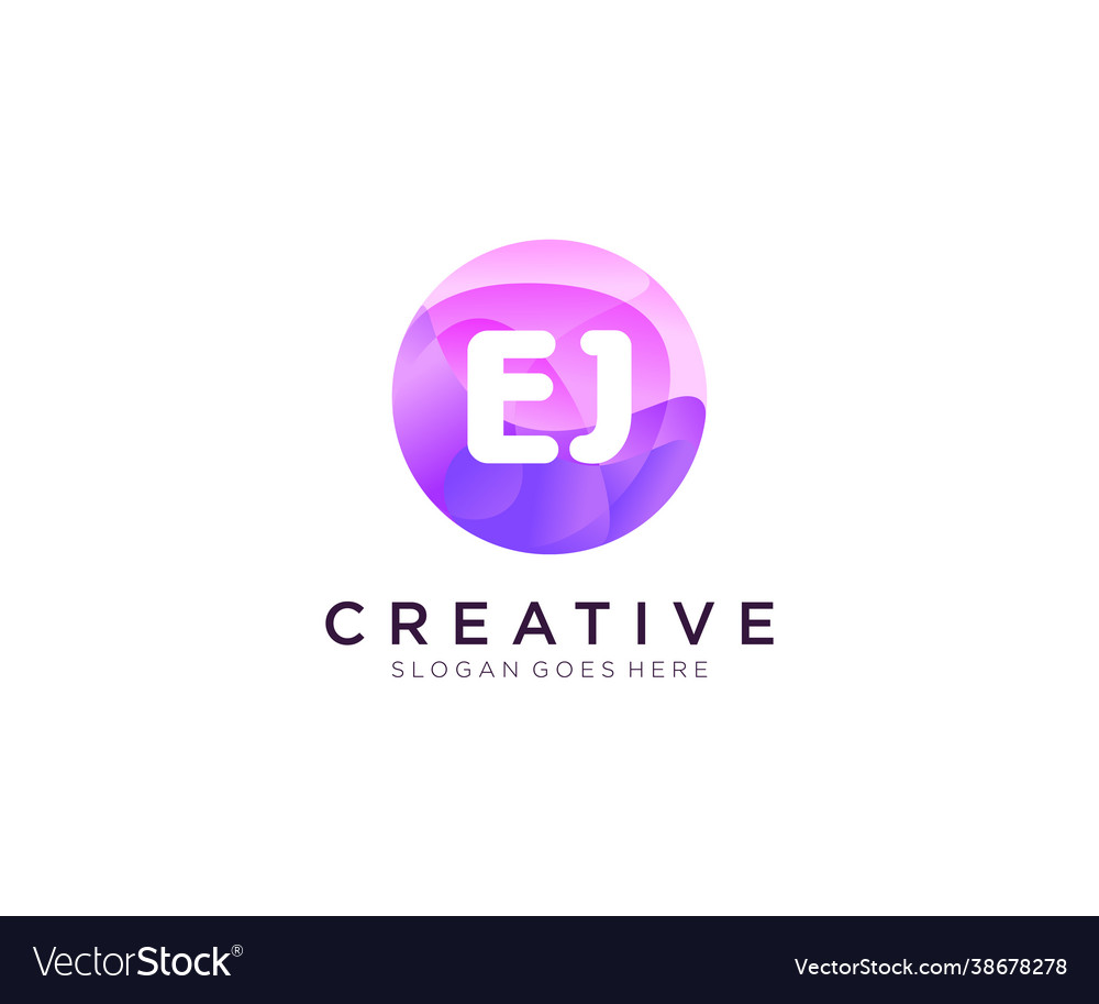Ej initial logo with colorful circle template Vector Image
