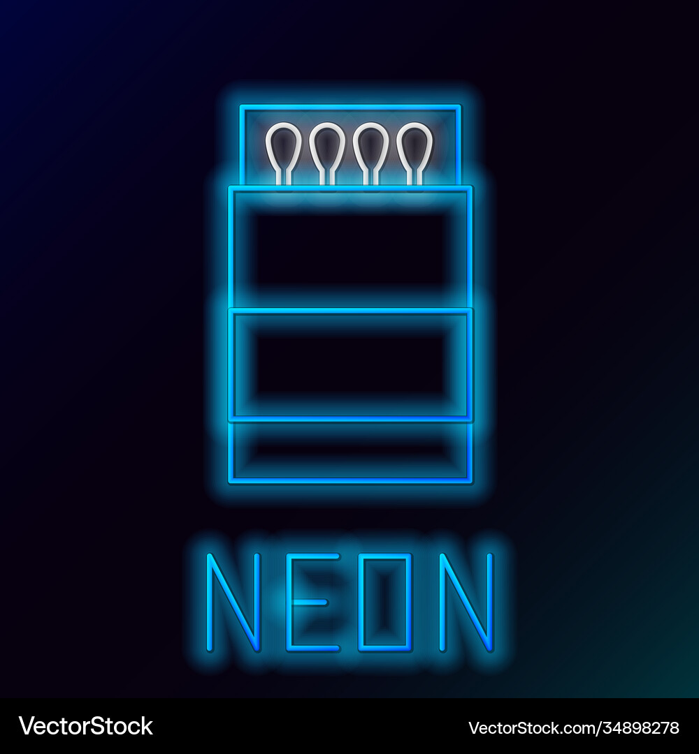 Glowing neon line open matchbox and matches icon Vector Image