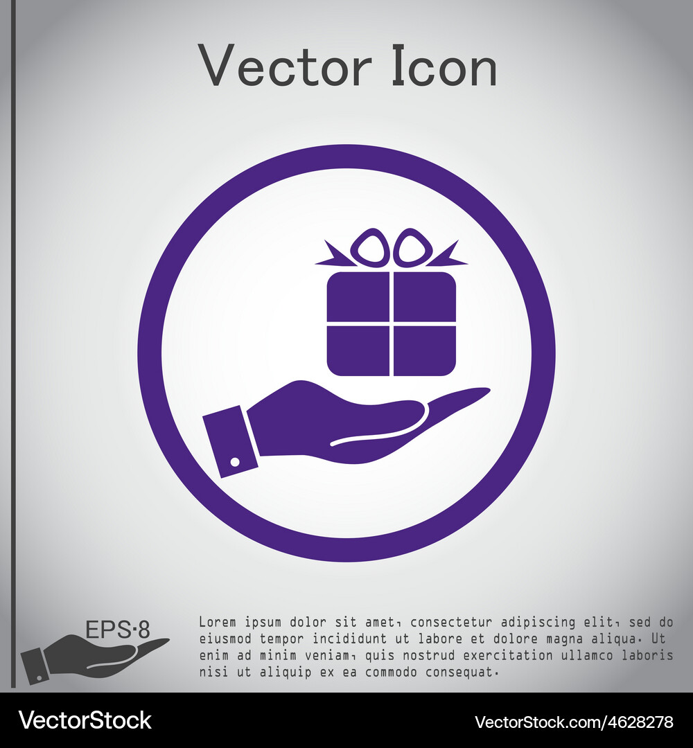 Hand holding a holiday gift box icon eps 8 Vector Image