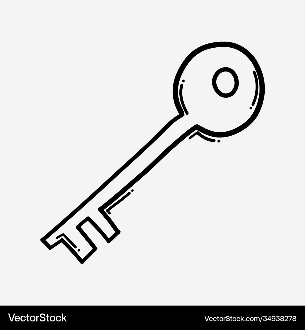 Key doodle icon drawing sketch hand drawn line Vector Image