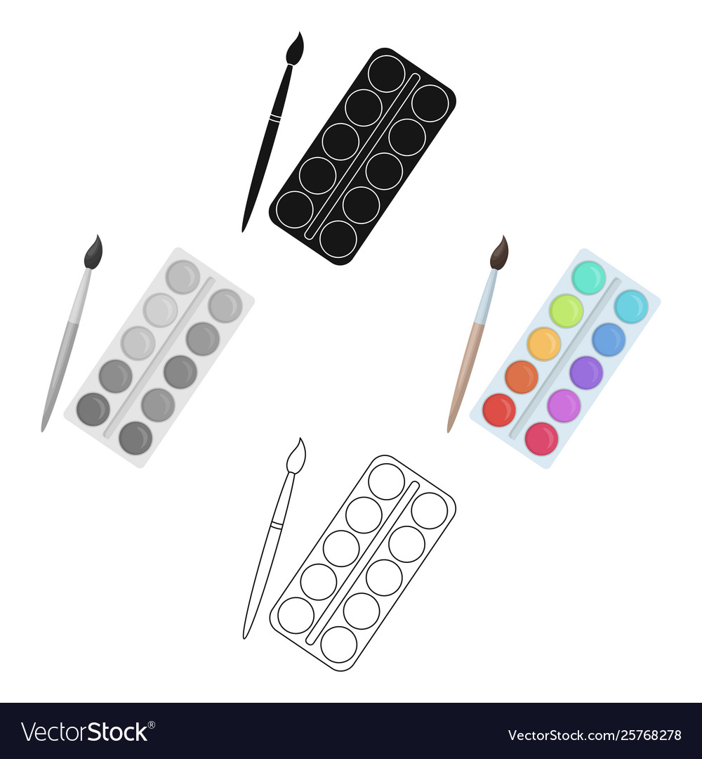 Palette with paints and brush paint in school Vector Image