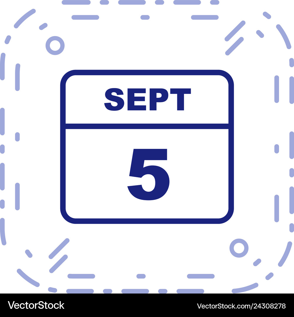 September 5th date on a single day calendar Vector Image