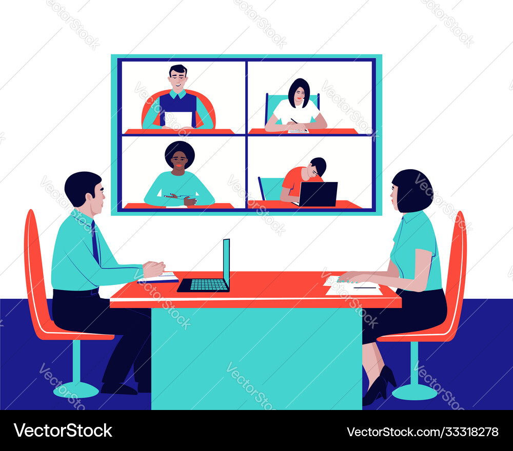Video communication in company Royalty Free Vector Image