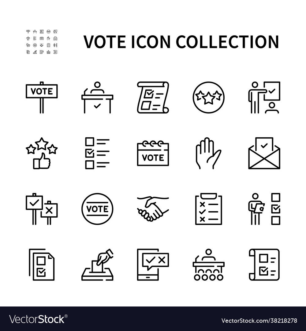 Voting and election line icons isolated Royalty Free Vector