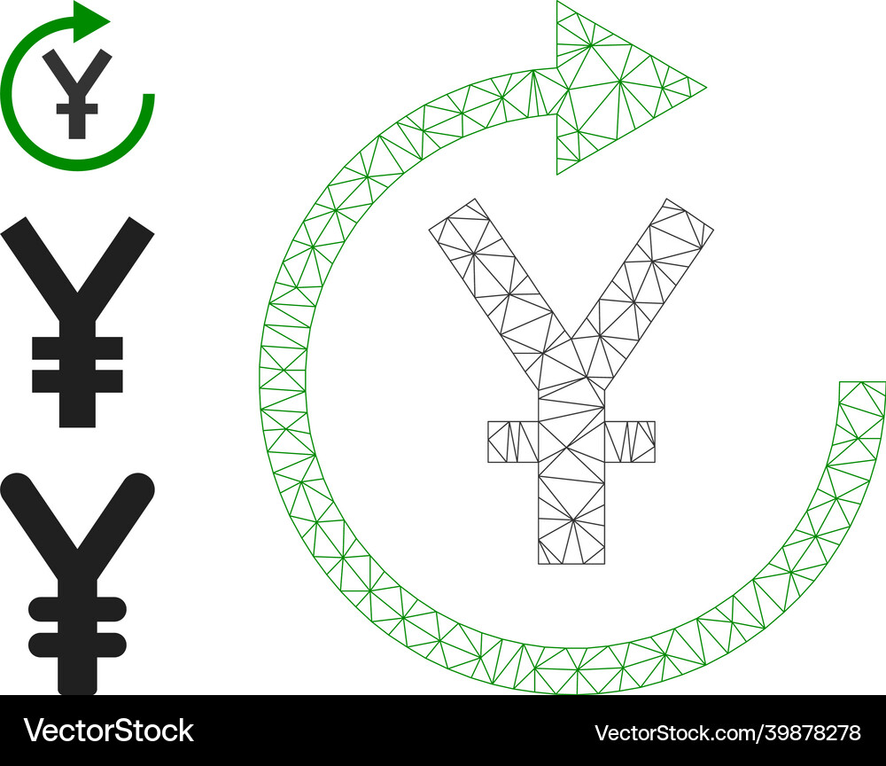 Web mesh yen repay icon and original icons Vector Image