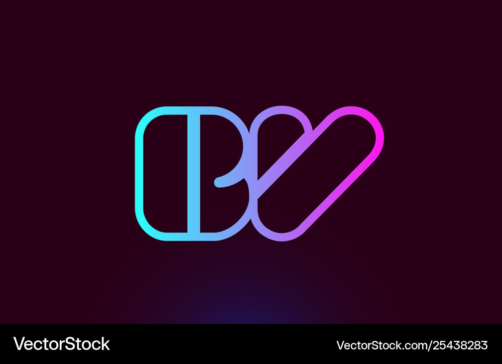 Bv b v pink line alphabet letter combination logo Vector Image