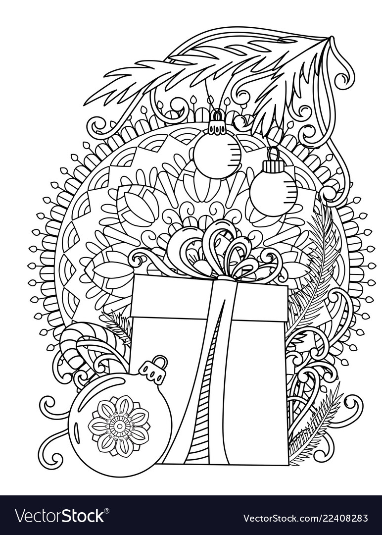 Christmas coloring page Royalty Free Vector Image