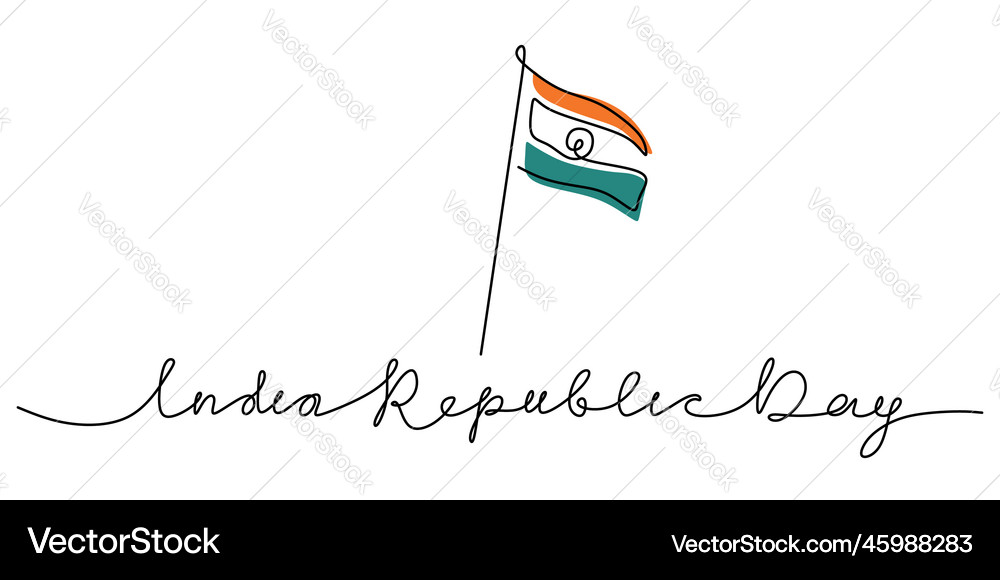 Continuous one single line of india flag Vector Image