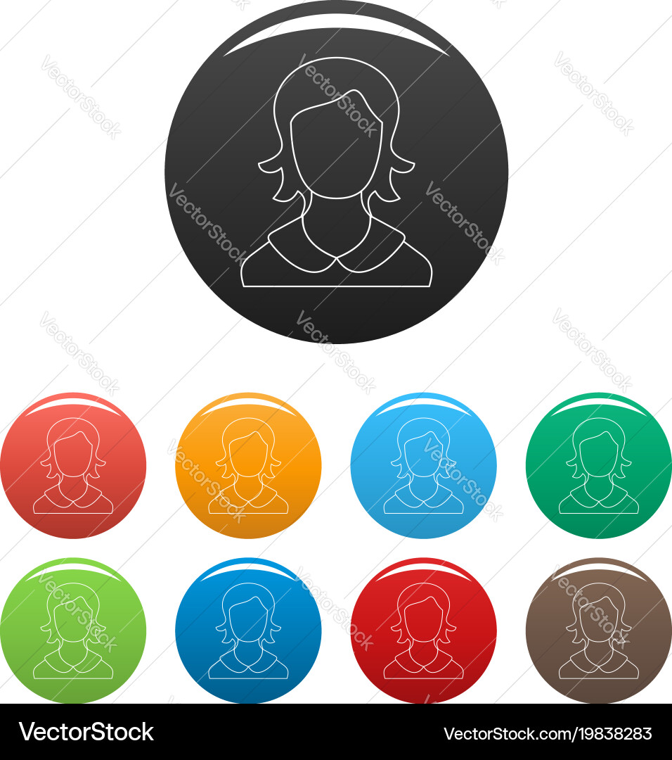Female user icons color set Royalty Free Vector Image