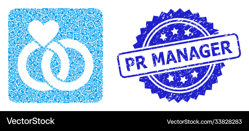 Grunge pr manager seal stamp and recursive wedding
