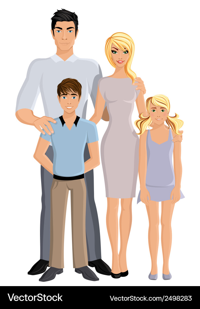 Happy family full length Royalty Free Vector Image