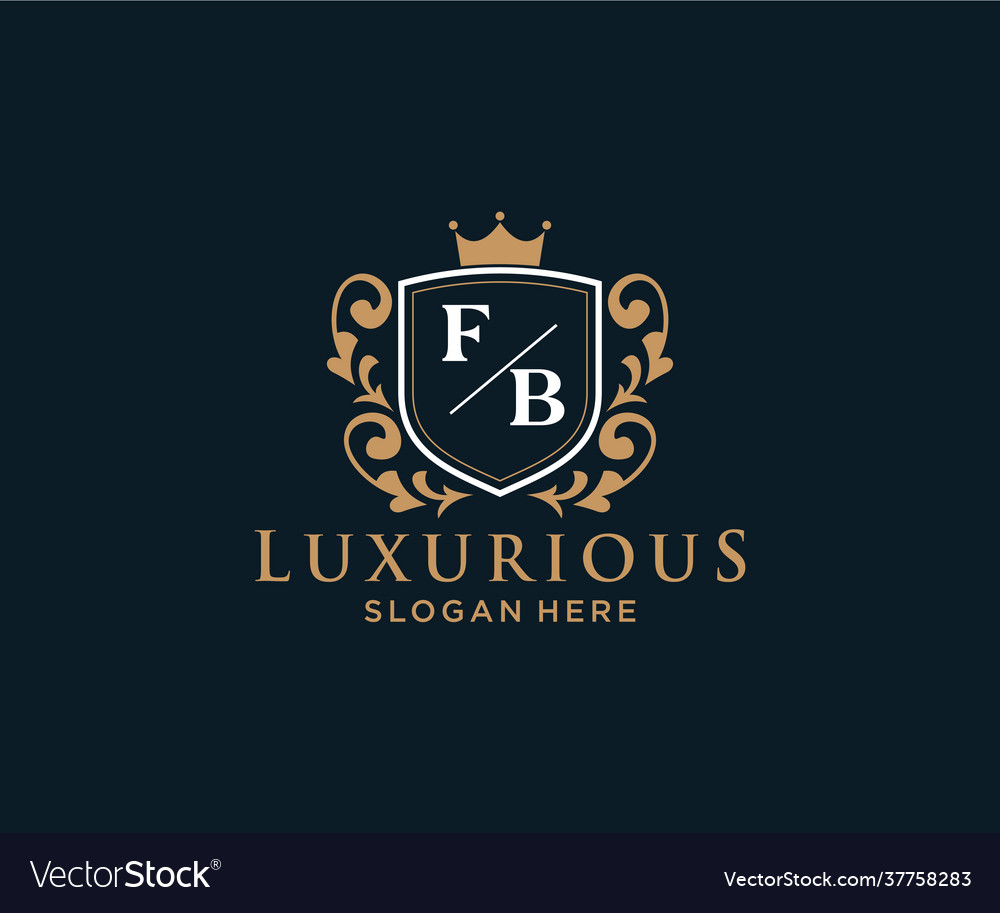 Initial fb letter royal luxury logo template Vector Image