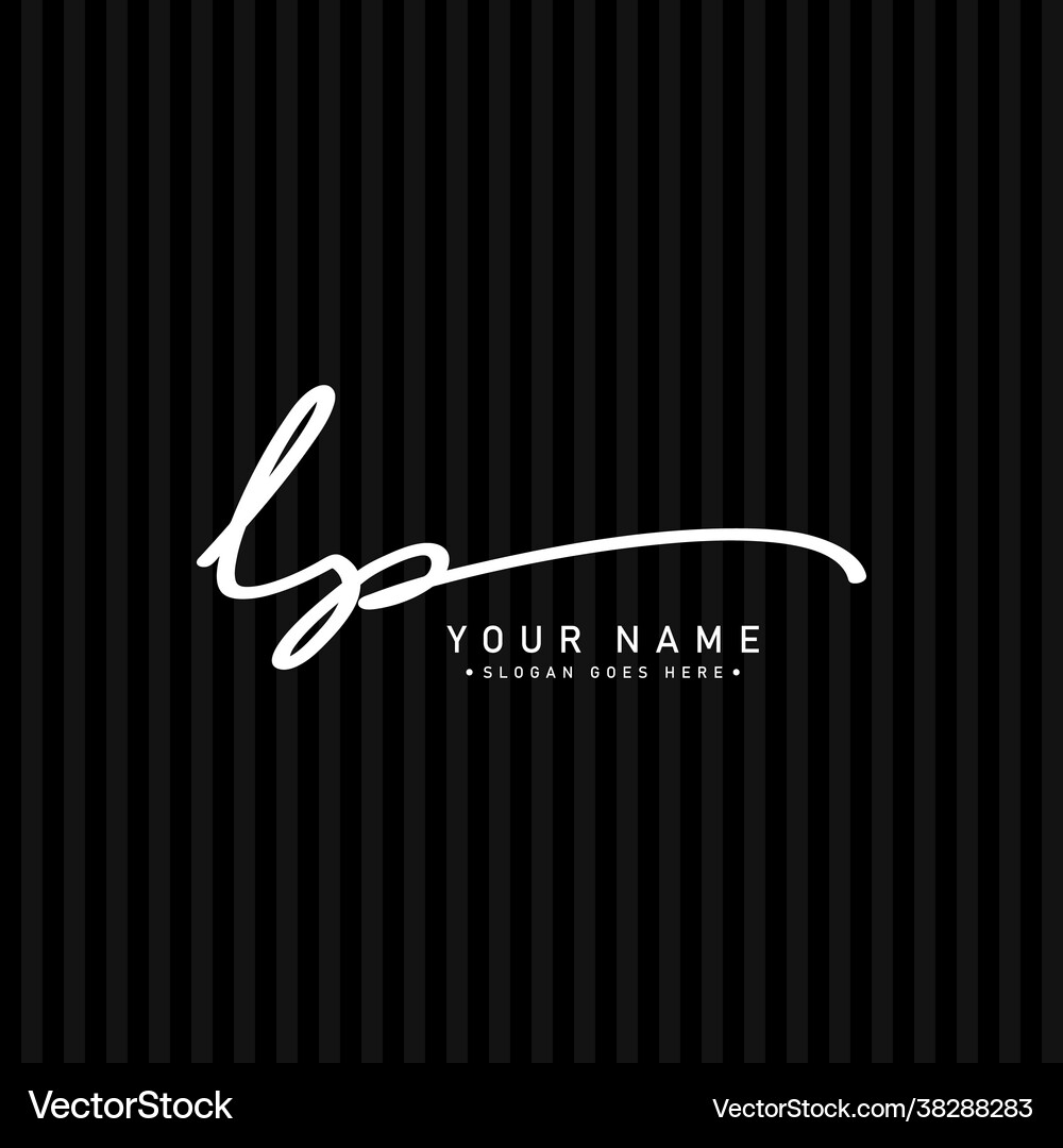 Initial letter lp logo - hand drawn signature Vector Image