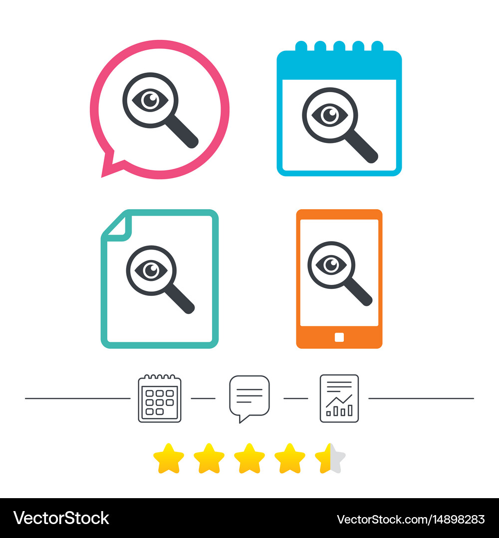 Investigate icon magnifying glass with eye Vector Image