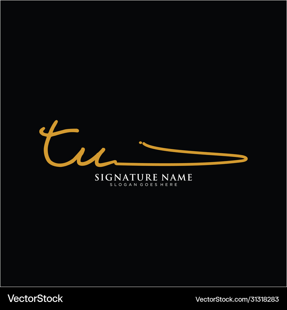 Letter tu signature logo template Royalty Free Vector Image