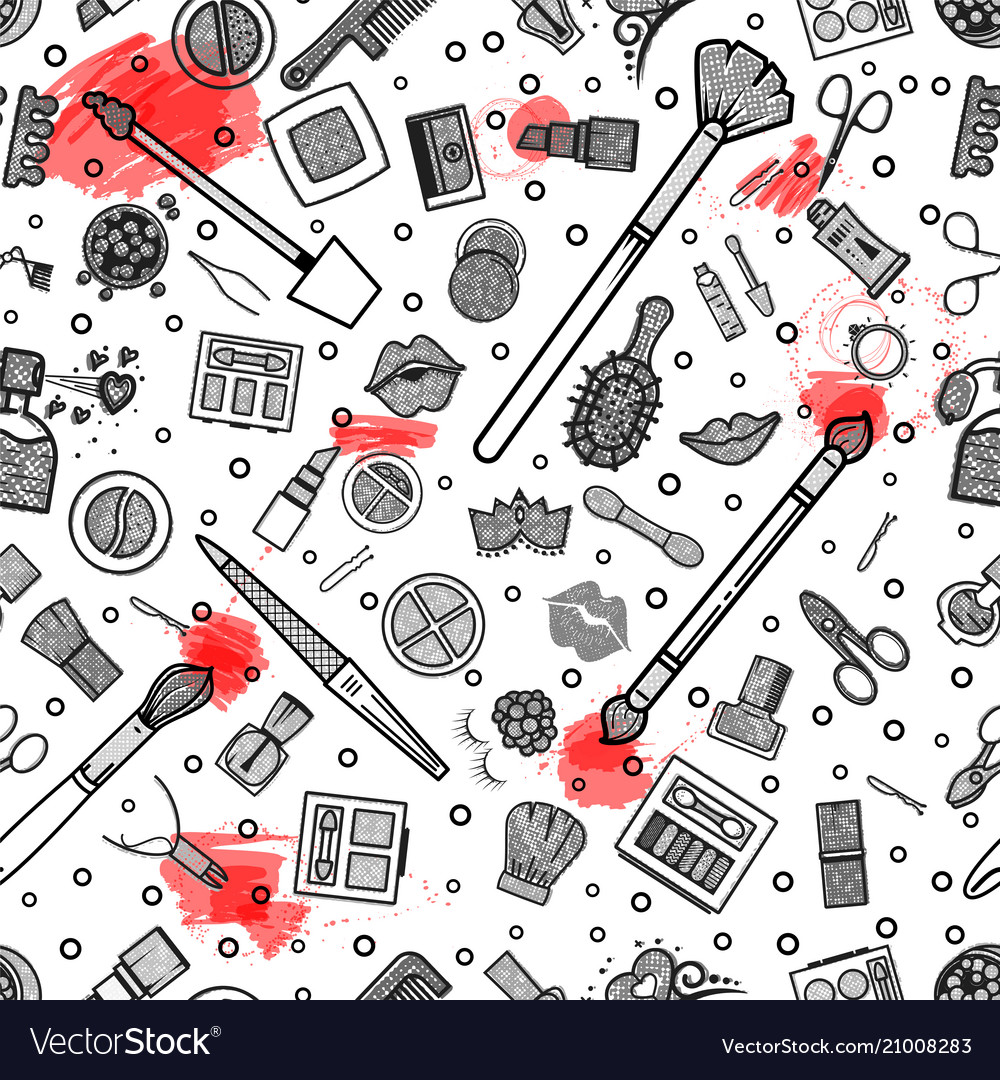 Makeup seamless pattern Royalty Free Vector Image