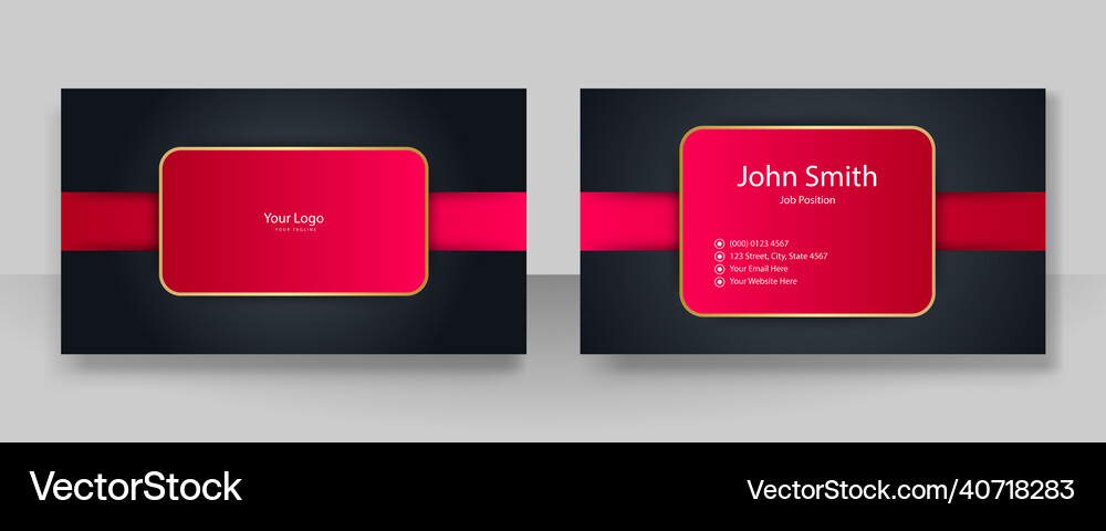 Modern simple black red business card background Vector Image