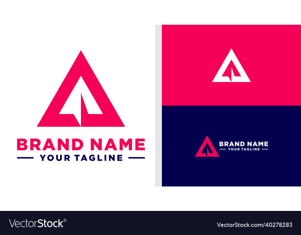 Rocket logo negative space triangle editable Vector Image