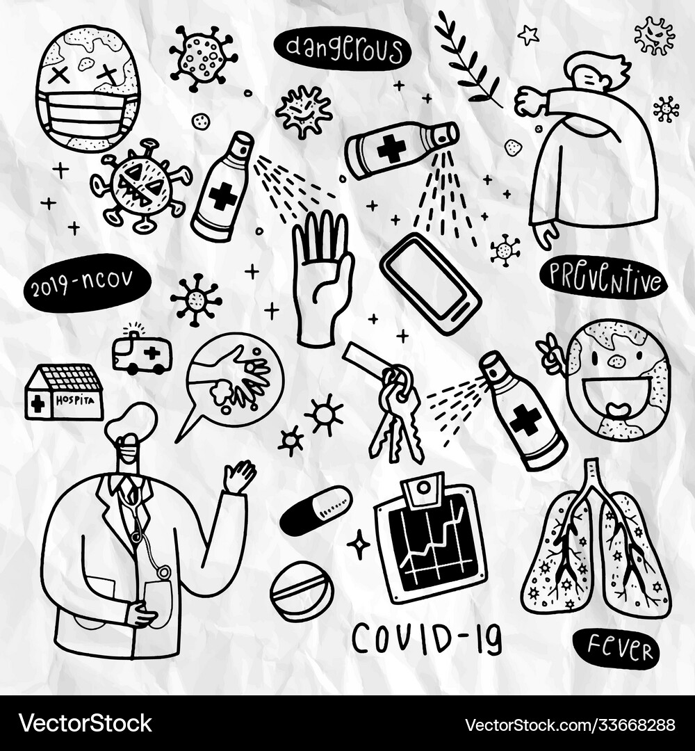 Doodle cute for covid-19 corona virus Royalty Free Vector