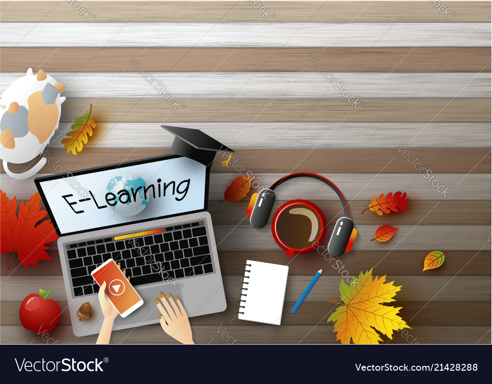 E-learning concept design Royalty Free Vector Image