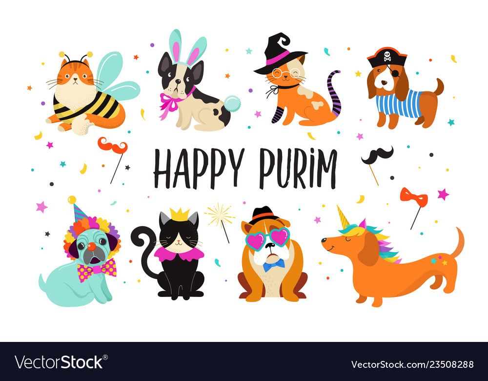 Funny animals pets cute dogs and cats with a Vector Image