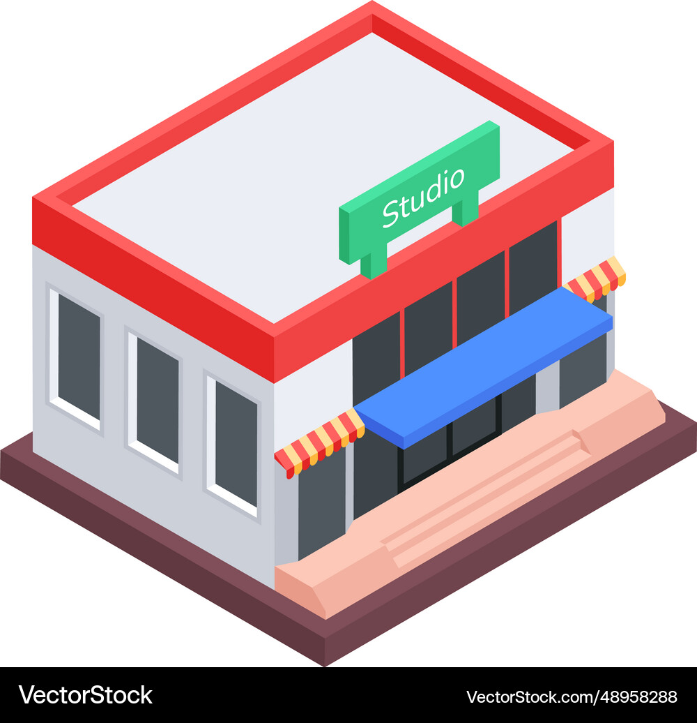 Handy isometric icon of a studio building Vector Image