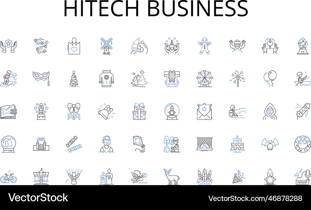 Hitech business line icons collection stitching Vector Image