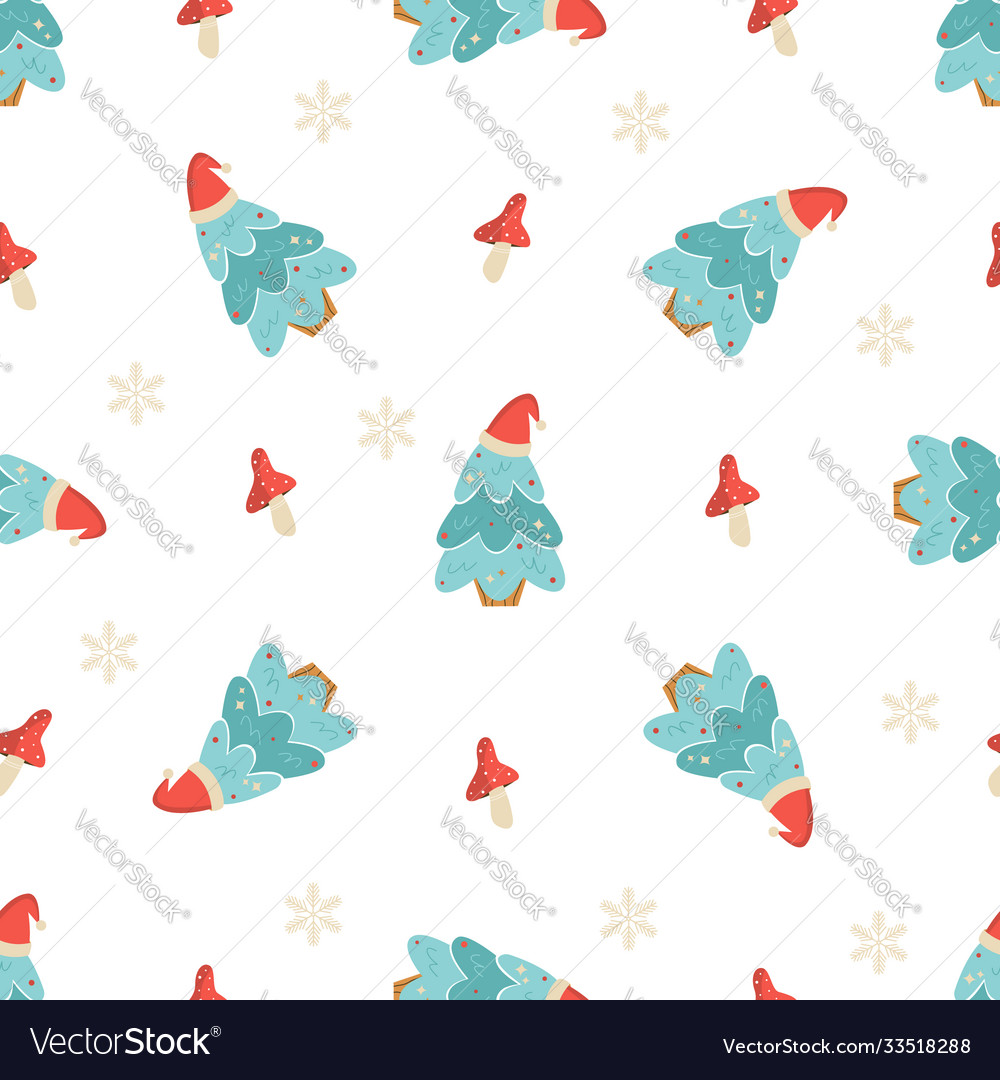 Holiday seamless pattern with christmas trees Vector Image