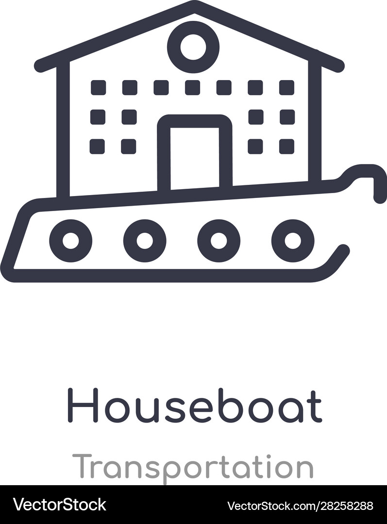 Houseboat outline icon isolated line from Vector Image