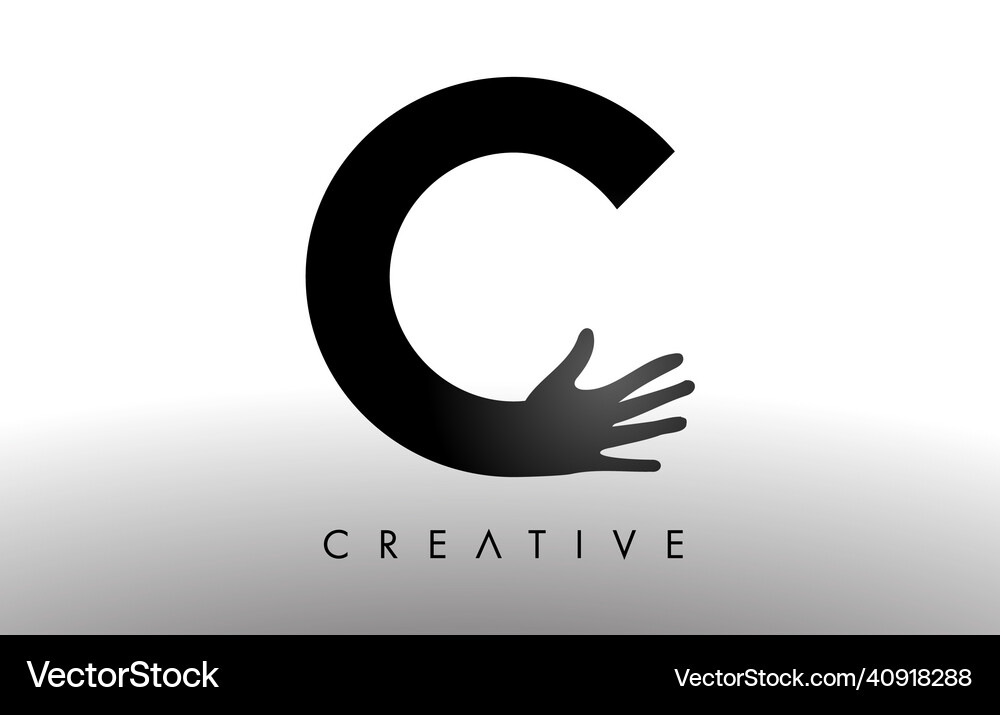 Letter c logo with hand silhouette icon creative Vector Image
