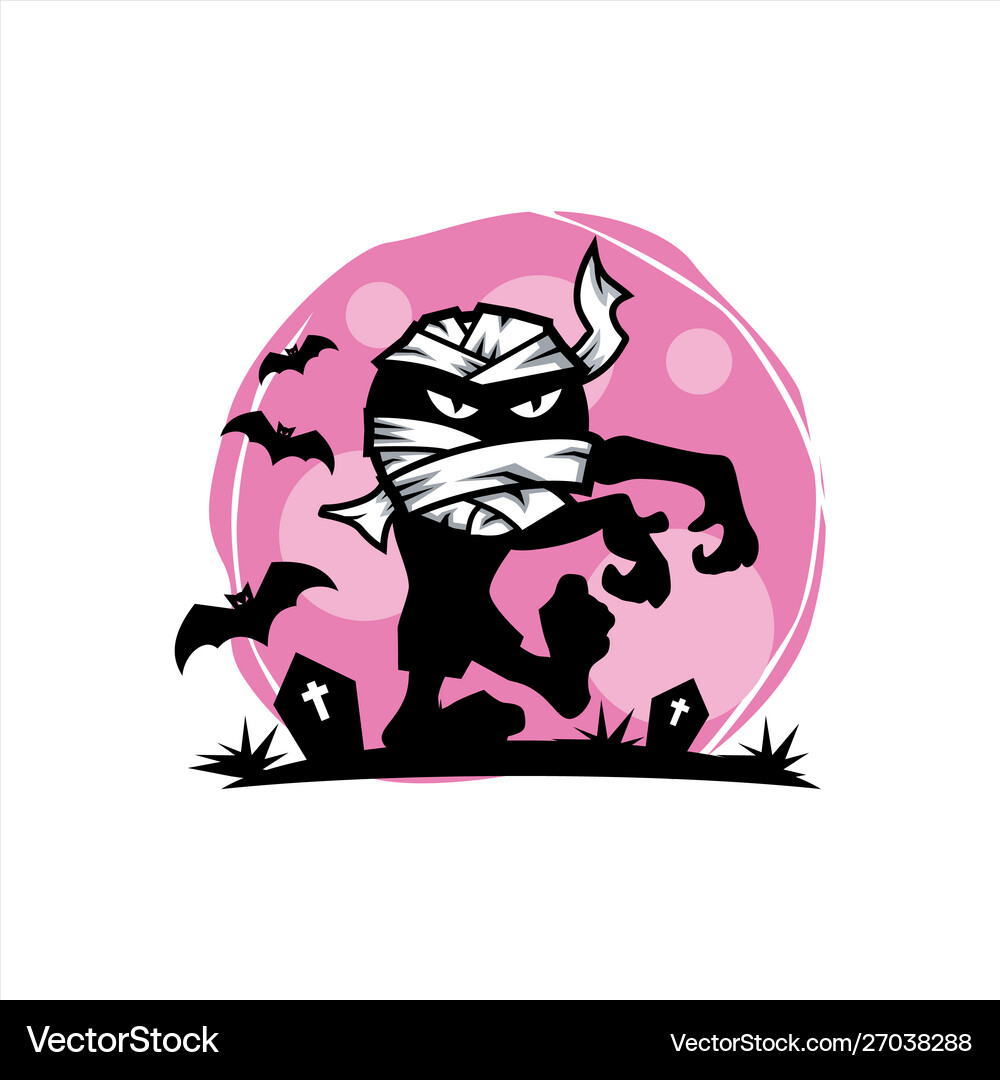 Pink Moon Mummy Halloween Royalty Free Vector Image