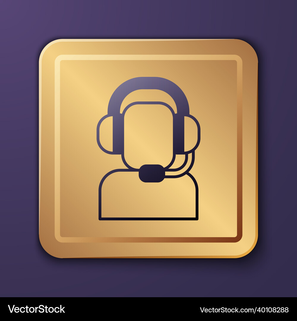 Purple man with a headset icon isolated on Vector Image